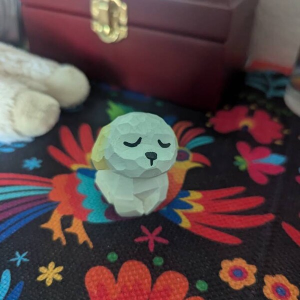Hand-carved Mini Wooden Puppy Figurine for Desktop Decor Gifts, Cute ...