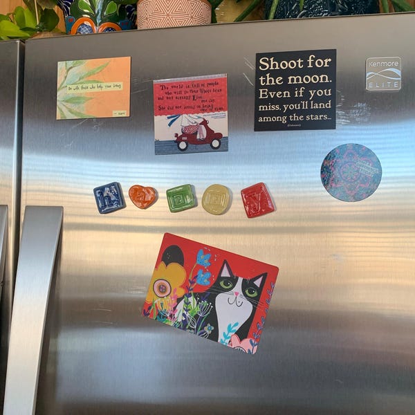 Cat LADY Magnet 3 X 3 by Jenny Elkins Cat Lover Cat Lady Blue Hair Blue ...