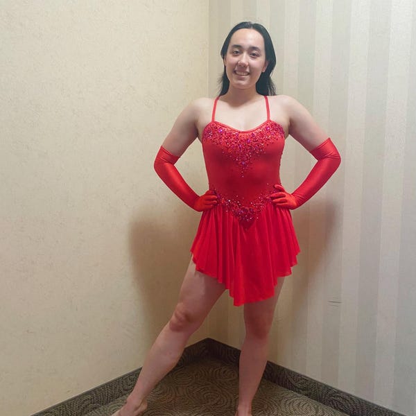 Leotard With Mesh Skirt Circus Performance Staker Ice Skater Pole ...