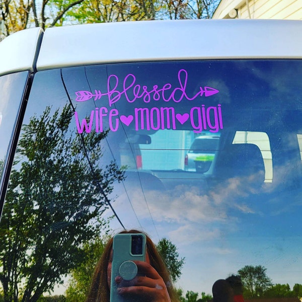 Blessed Wife Mom Gigi Vinyl Decal Bumper Sticker, Personalized Nanny ...