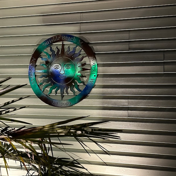 Personalized Metal Sun Compass - Custom Coordinates Sign - Nautical ...