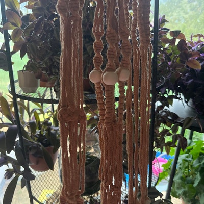 Ashman Plant Hanger Macrame Jute 4 Legs 48 Inch With Orange Beads. 1 ...