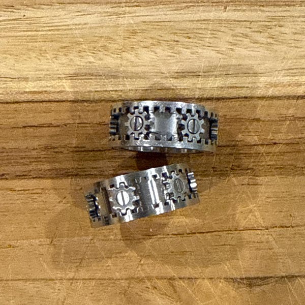 Silver Gear Spinner Ring - Stainless Steel Men's Gear Ring, Gearhead ...