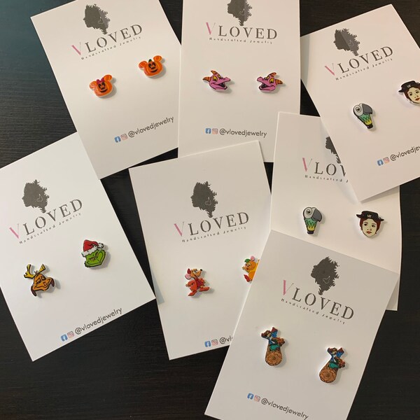 Jaq & Gus Inspired Stud Earrings, Inspired Earrings, Disney Necklace ...
