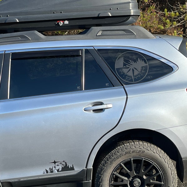 Mountains, Forest Compass Decal, Camping Decal, Camper Decal, Side ...