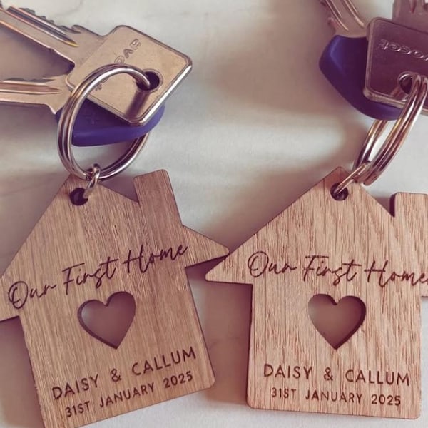 First Home Gift Keyrings | Oak Our First Home Keyrings | My First Home ...