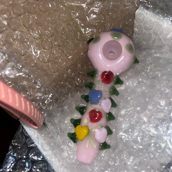 Pipe Peach Pipe Glass Hand Pipe Pink Peach Pipes Unique Handmade Pipe ...