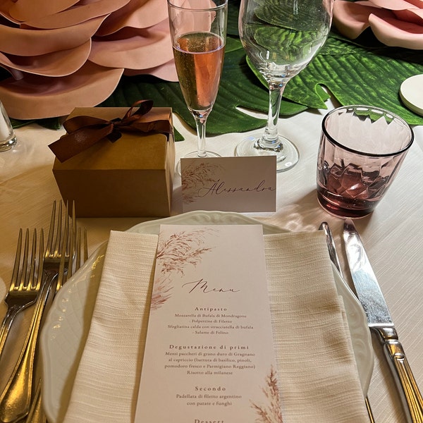 BOHO Pampas Grass Menu Template Bohemian Wedding Menu Printable Pampas ...
