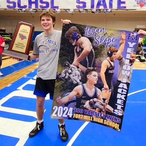 Printed Vinyl Wrestling Custom Sports Banner 100 Wins 125 Wins Senior ...