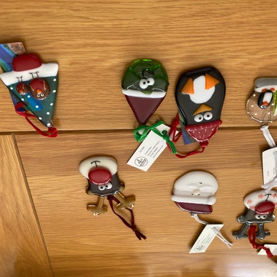 Christmas Tree Fused Glass Decoration With 2 Robins - Etsy UK