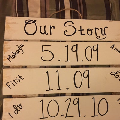 OUR STORY SIGN Important Dates Wood Sign Custom Sign, Wedding Gift ...