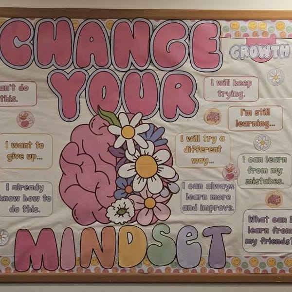 Change Your Mindset Bulletin Board, Growth Mindset, Pastel Classroom ...