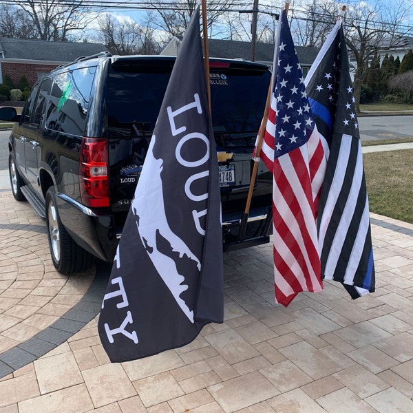 Truck Triple Flagpole Hitch Mount | Flagpole Holder | Parade Flagpole ...