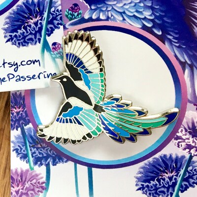 Hard Enamel Pin Magpie British Bird Gold Plated Lapel Pin - Etsy