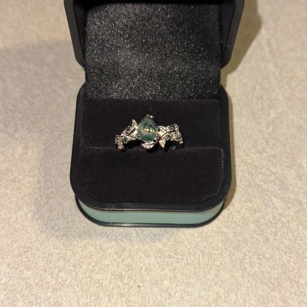 Gothic Amethyst Engagement Ring Unique Solid 14k Black Gold Leaf Ring ...