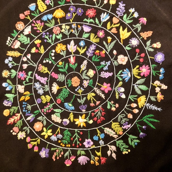 Round & Round the Garden Hand Embroidery PDF Pattern, Flower Embroidery ...
