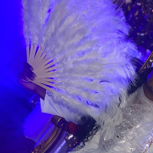 Feather Dance Burlesque Fans 32inchx18inch Wedding Bridal Feather ...
