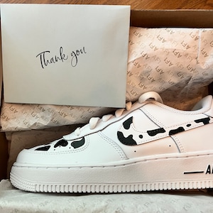 Cow Design Nike Air Force 1 Black Check Cow Print Custom Cow Air Forces ...