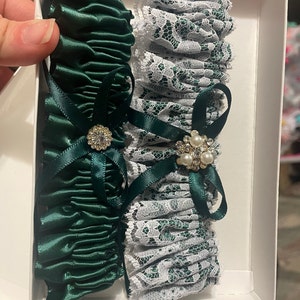 Dark Green Wedding Garter Set With Lace - Etsy