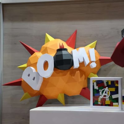 Boom Comics Pop Art Papercraft 3D DIY Low Poly Paper Crafts Wall ...