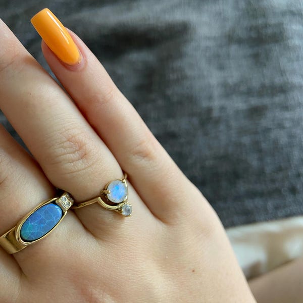 Beautiful Moon Stone Ring, Moon Stone Silver Ring, Ring With Gem ...