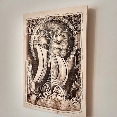 Digital Design File Drakkar Ship Glowforge Laser Ready Engrave SVG 10 X ...