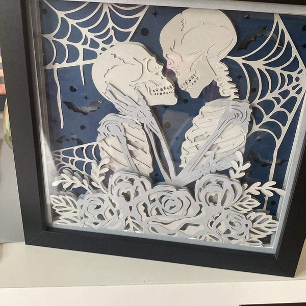 Skeletons Shadow Box Svg, Halloween Paper Cut Light Box, Shadow Box ...