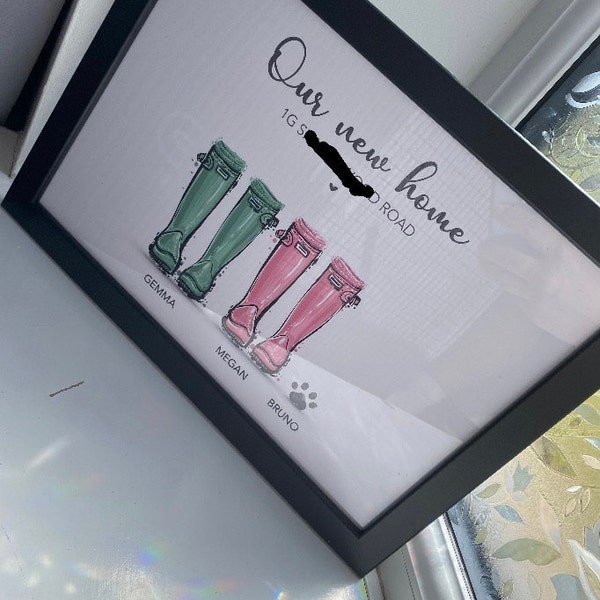 New Home Print, New Home Welly Print, Personalised Gift, First Home ...