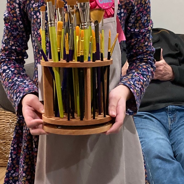 Rotating Paint Brush Holder for Big and Small Brushes, Handmade ...