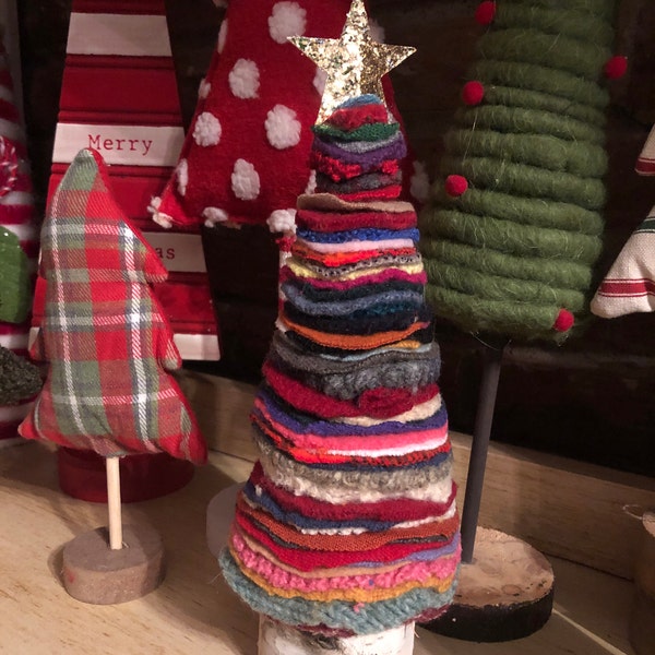 Felted Wool Christmas Tree Set of 3 | Handmade Eco-friendly Holiday ...