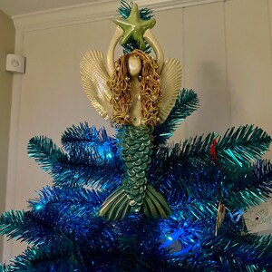 Golden Blonde Mermaid Tree Topper With Golden Sea Star | Etsy