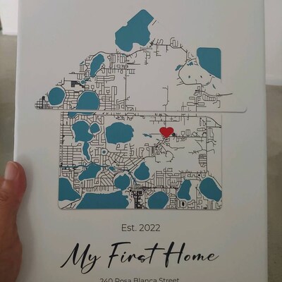 Custom Home Map, First Time Home Buyer, Personalized Housewarming Gift ...
