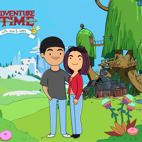Custom Adventure Time Cartoon Portrait Illustration, Couple Family ...