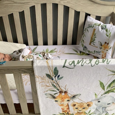 Safari Crib Bedding Set Safari Animal Baby Bedding Set - Etsy