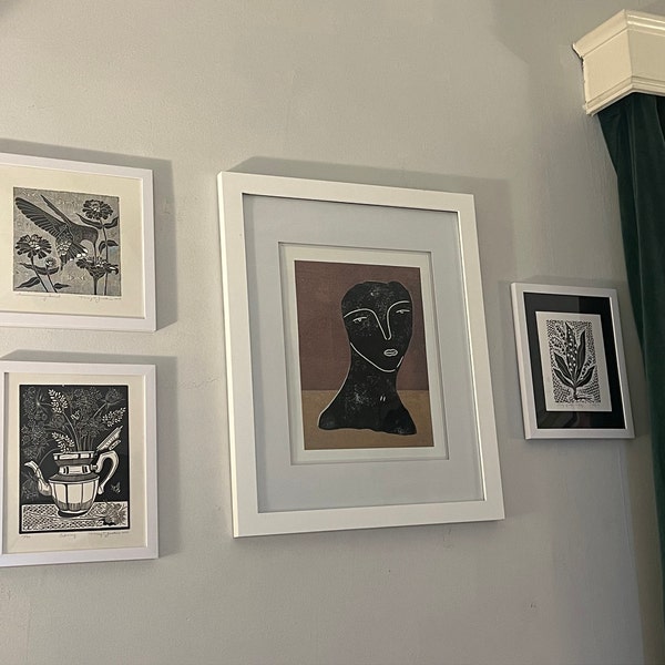 Hummingbird in the Zinnias Linocut in Black,hummingbird Linoprint,bird ...