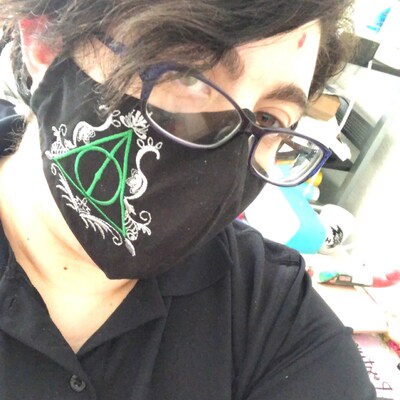 Embroidered Gate of Moria doors of Durin Face Mask With - Etsy