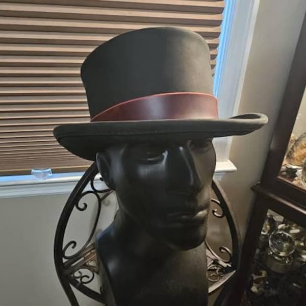 Personalized Leather Steampunk Top Hat: Hand-stitched Crazy Horse ...