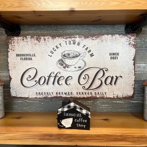 Coffee Bar Sign Freshly Brewed Coffee Beans Artwork Large Wall | Etsy