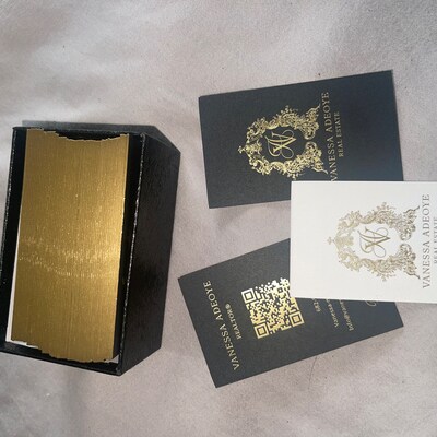 100 Luxury Gold Foil Business Cards Design and Print, QR Calling Cards ...