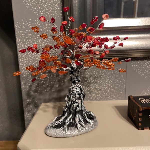 Coral Tree,beaded Tree,red Crystal Tree of Life,lucky Charm Tree of ...