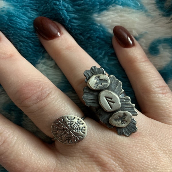 Viking Raven Ring - Rune Ring - Silver Viking Jewelry - Spirit Animal ...