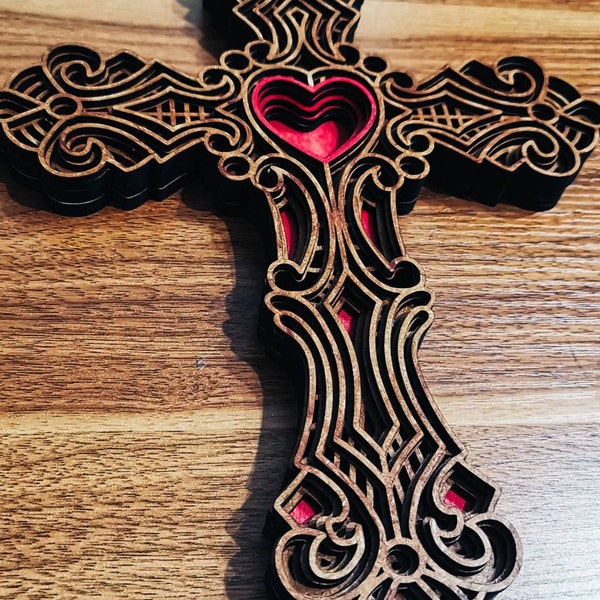 Cross Multilayer SVG, Digital File Cross 3d for Cutting Plywood, File ...