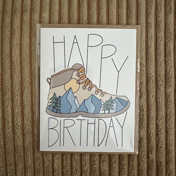 Hiking Boot Birthday Card: Outdoor Adventure Gift - Etsy