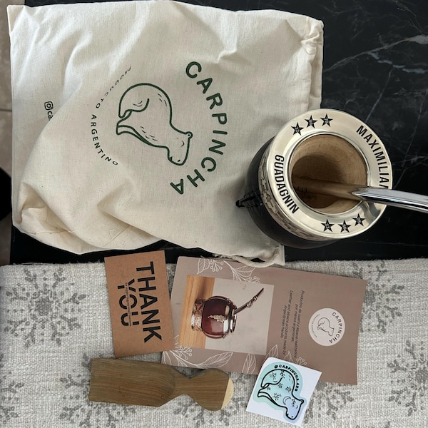 Mate Set, Leather Imperial Mate Cup, Flavoured Yerba Mate, Argentine ...