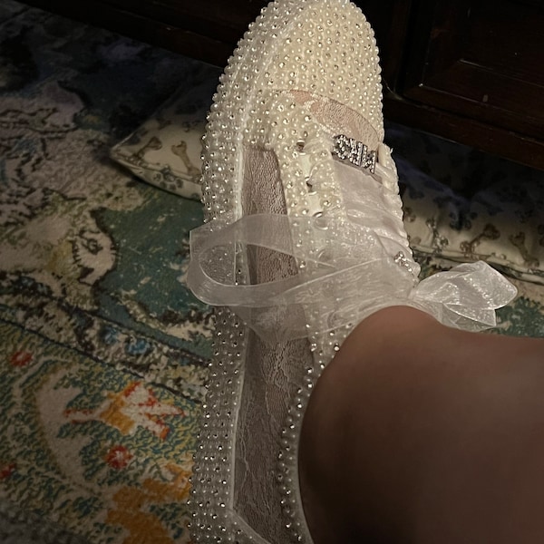Wedding Shoes for Bride White Color Diamond and Pearl Plated Original ...