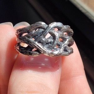 Sterling Silver Twisted Twigs Ring, Tree Branch Ring, Tree Bark Ring ...