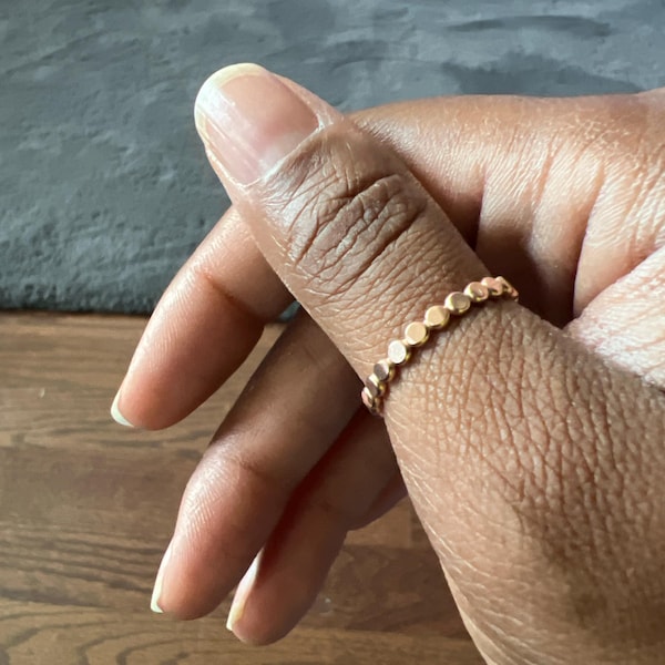 14k Gold Filled Stacking Rings // Set of 5 Stackable Ring Set With 2 Dot Rings and 3 Hammered ...