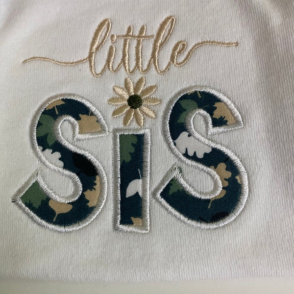 Little Sis Embroidery Design With Daisy-sister Daisy Embroidery File ...