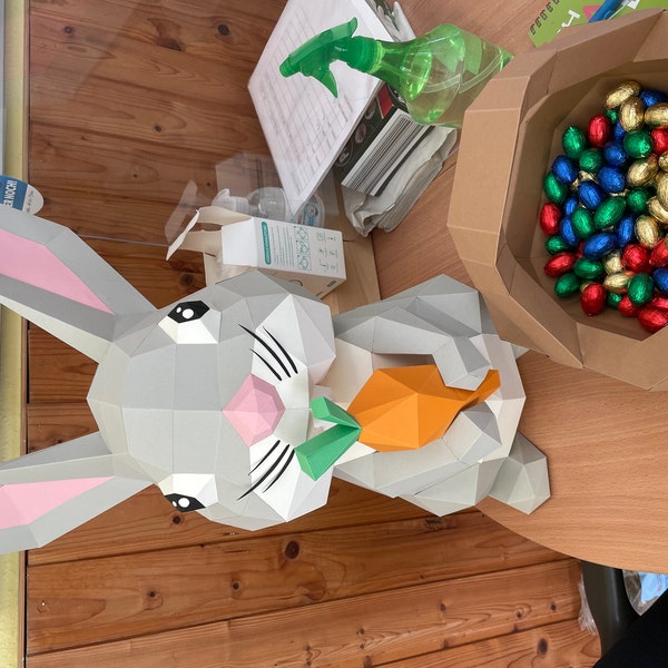 Bunny Easter Papercraft PDF, SVG Template Creating Low Poly 3D Rabbit ...