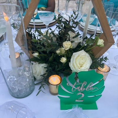 Monstera Leaf Table Number Tropical Table Number Hand Lettered Table ...